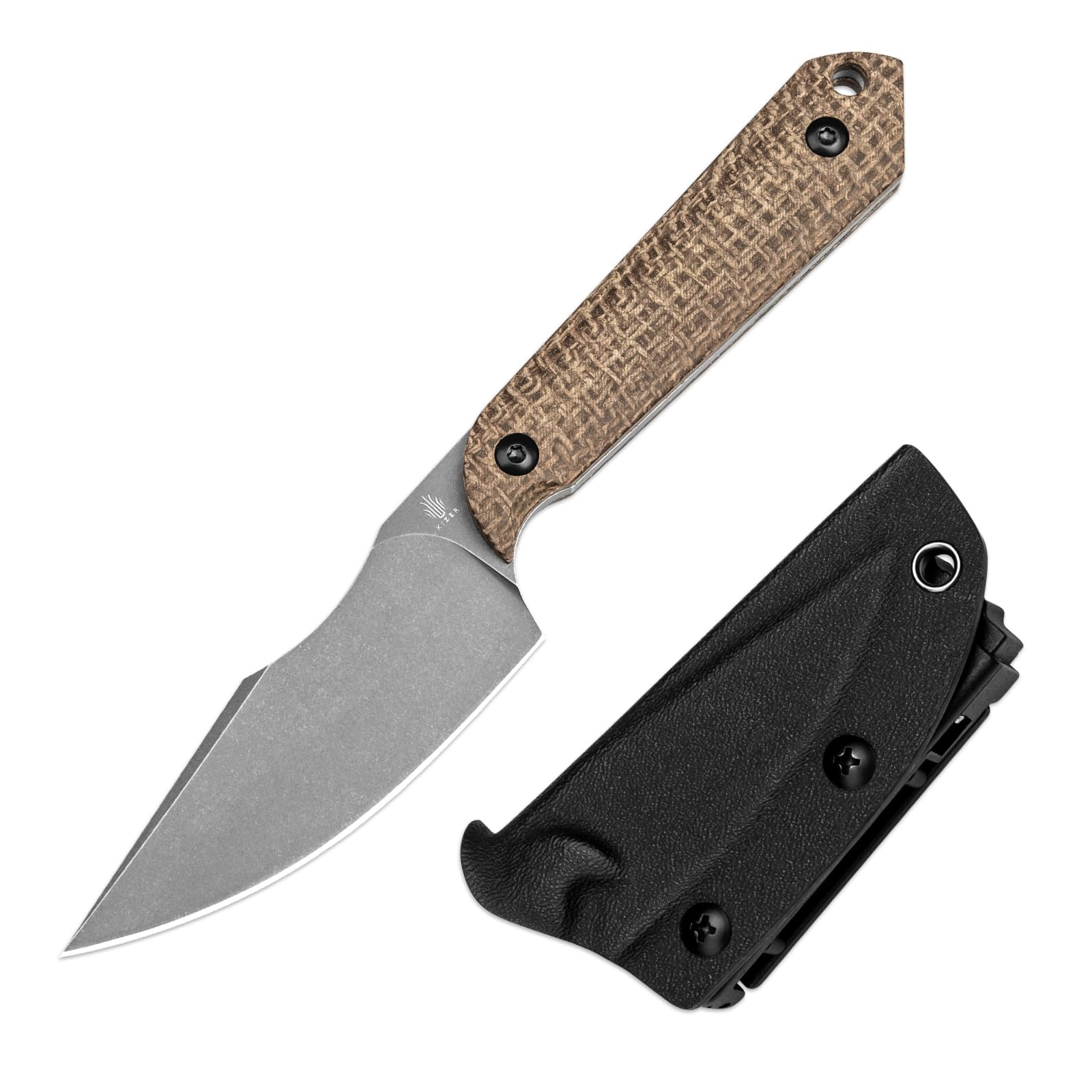 Kizer Mini Harpoon EDC Fixed Blade Hunting Knife, 3 inch CPM 3V Steel ...