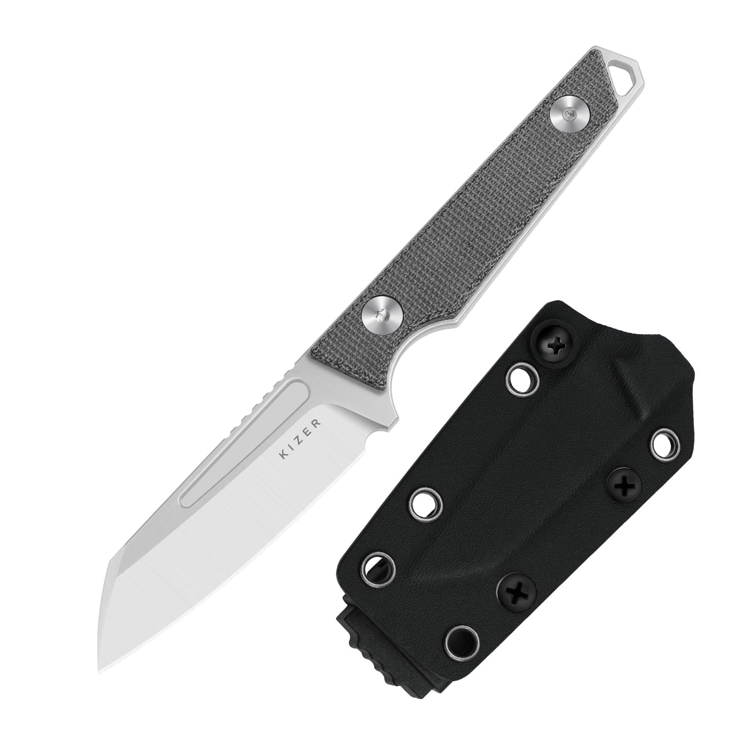 Kizer Phasmids EDC Fixed Knife AEB-L Blade Micarta Handle With Sheath ...