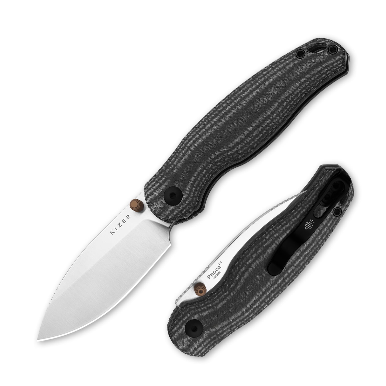 Kizer Phoca CD EDC Folding Pocket Knife 14C28N Blade Micarta Handle ...