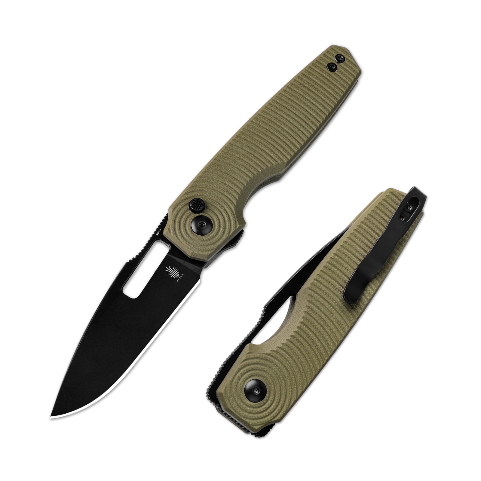 Kizer Pocket Folding Knife Dogfish, Nitro-V Steel G10 Handle Pocket ...