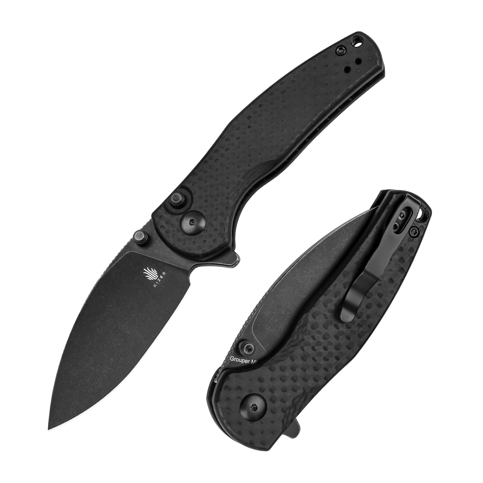 Kizer Pocket Folding Knife Mini Grouper , Nitro-V Steel G10 Carbon ...