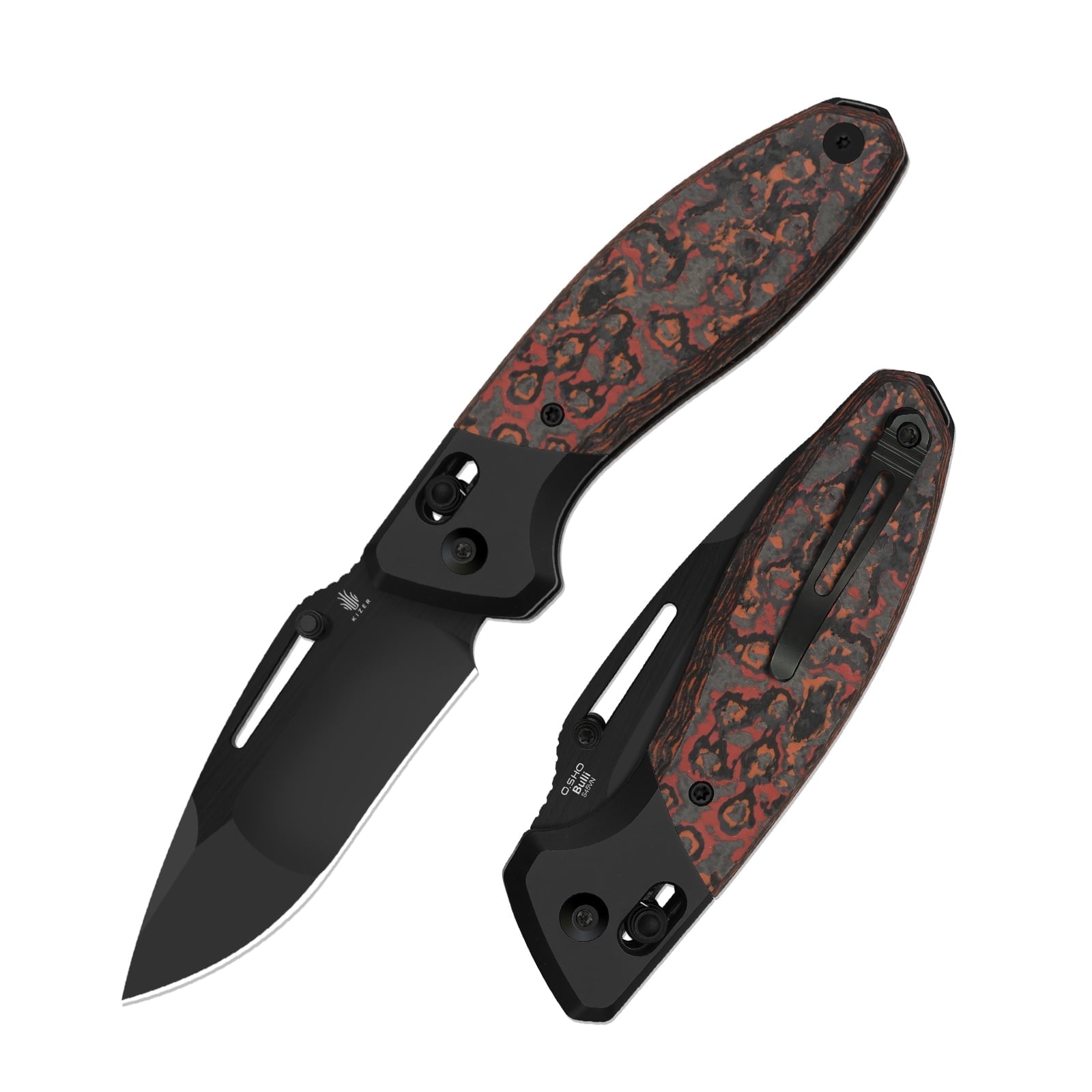 Kizer Bulli EDC Folding Pocket Knife S45VN Blade Titanium+ Fat Carbon ...