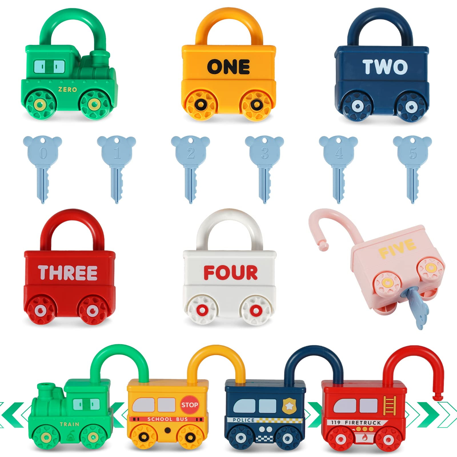 Kizmyee Montessori Lock and Key Car BSL1 Toys, Sensory Matching ...