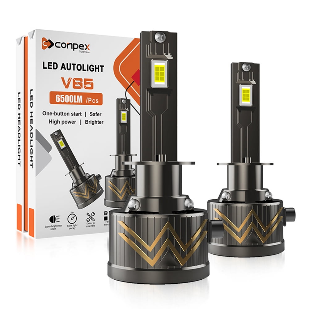 Kizocay H1 H7 LED Headlight Bulbs 65W 8450LM 6500K H1 LED High/Low Beam ...