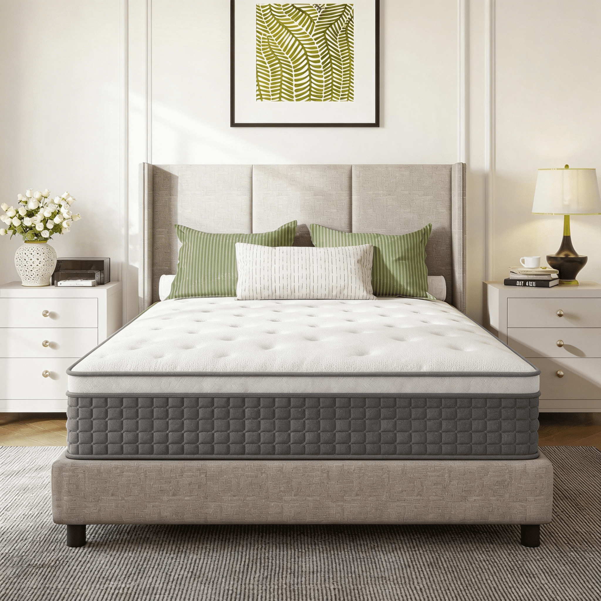 Kizreo 12" Queen Size Extra Firm Hybrid Mattress, Pressure & Pain ...
