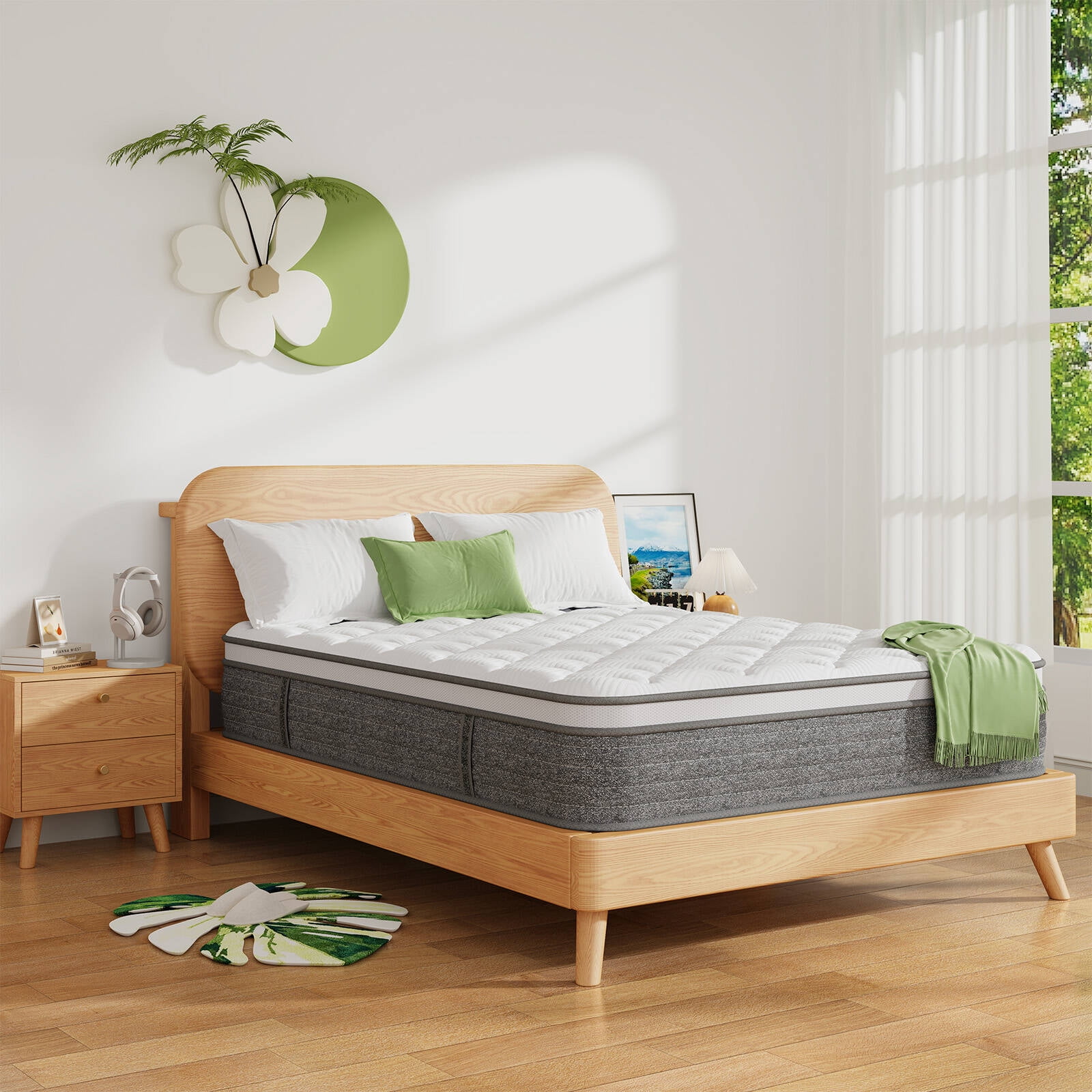 Kizreo Queen Mattress 14 inch in a Box, Medium, Upgrade Individual Pocket Spring, Motion ...