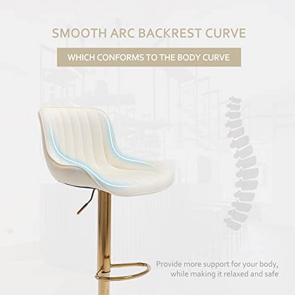 Kiztir Gold Velvet Bar Stools Set of 2, Adjustable Counter Height Bar ...
