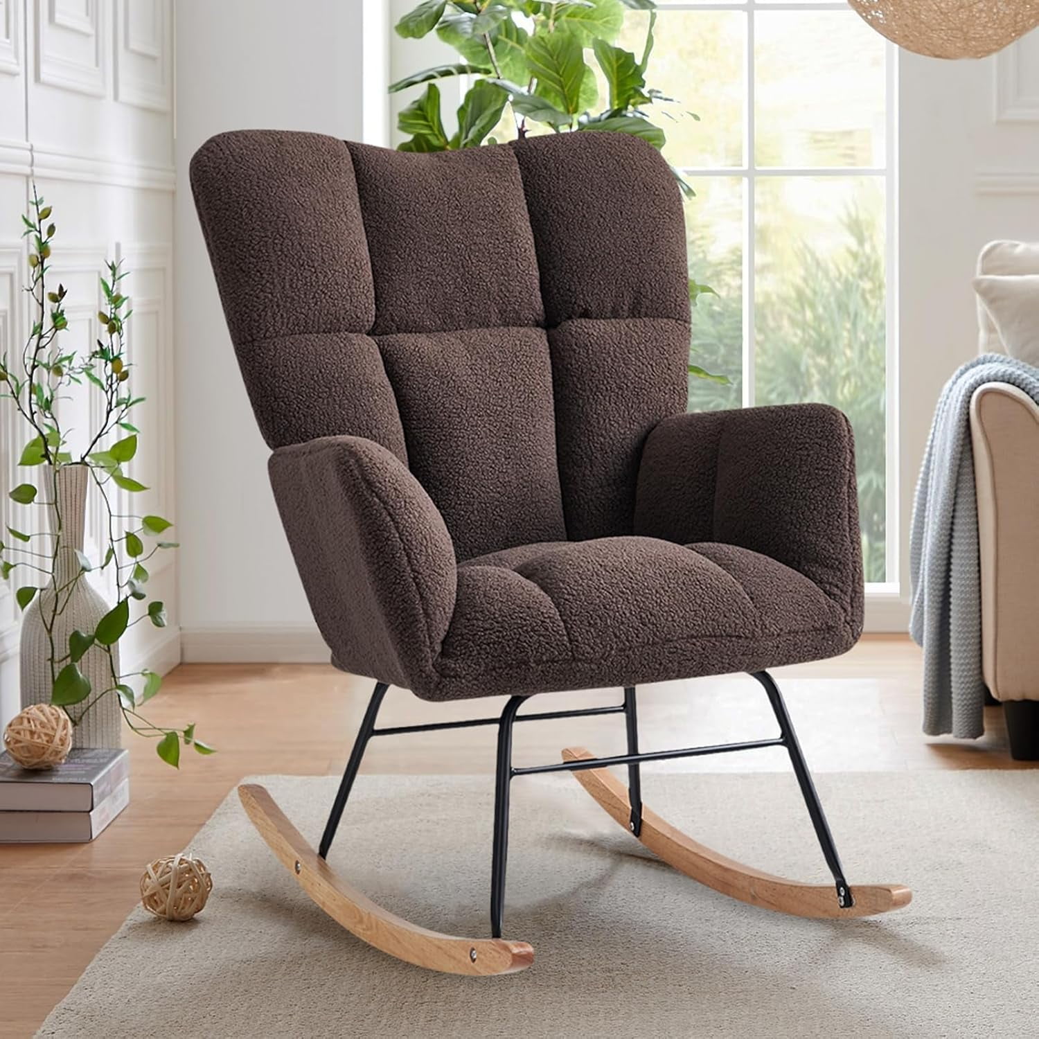 Kiztir Rocking Chair Nursery, High Backrest Teddy Glider Rocker ...