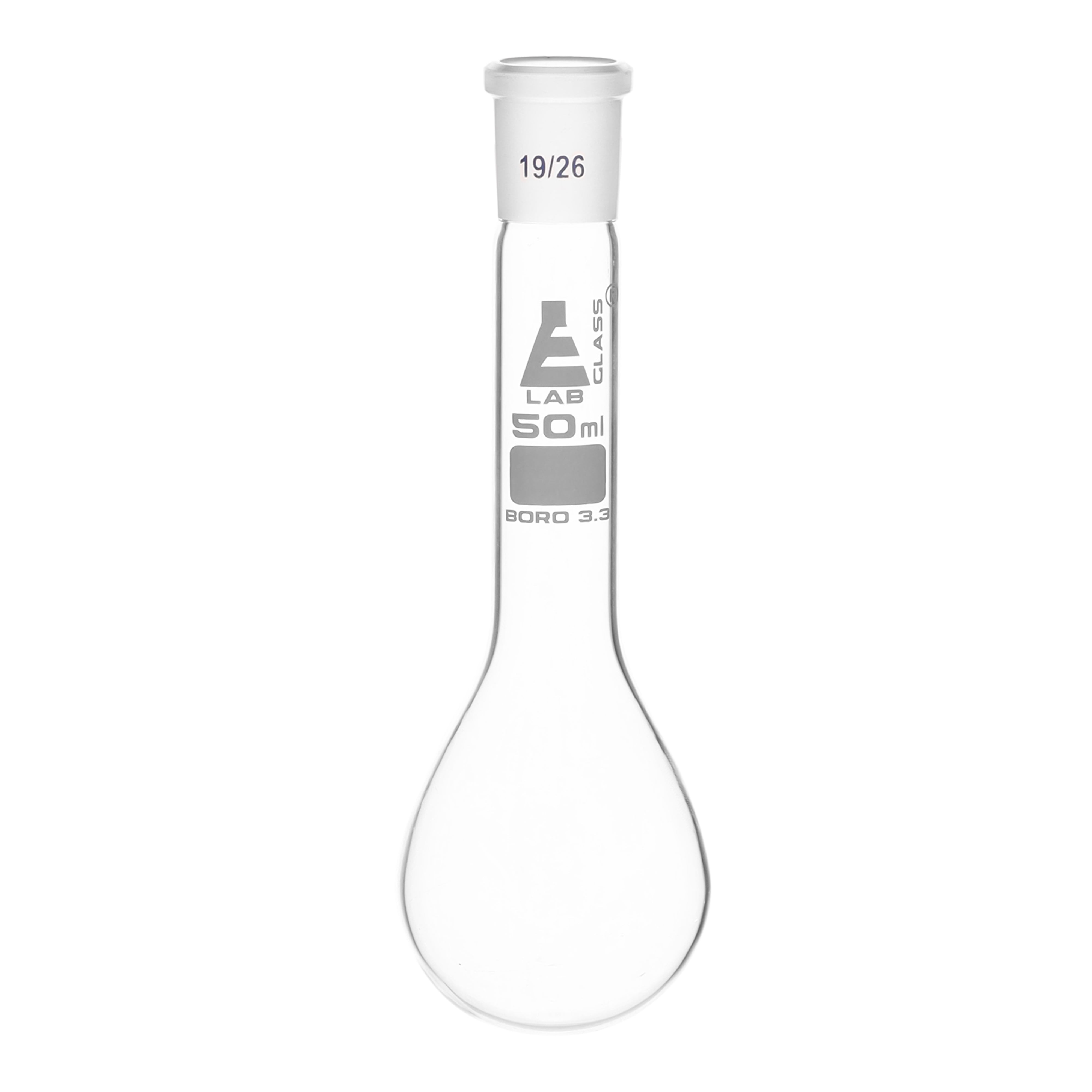 Kjeldahl Flask, 50ml capacity, Long Neck, Round Bottom, 19/26 Socket ...