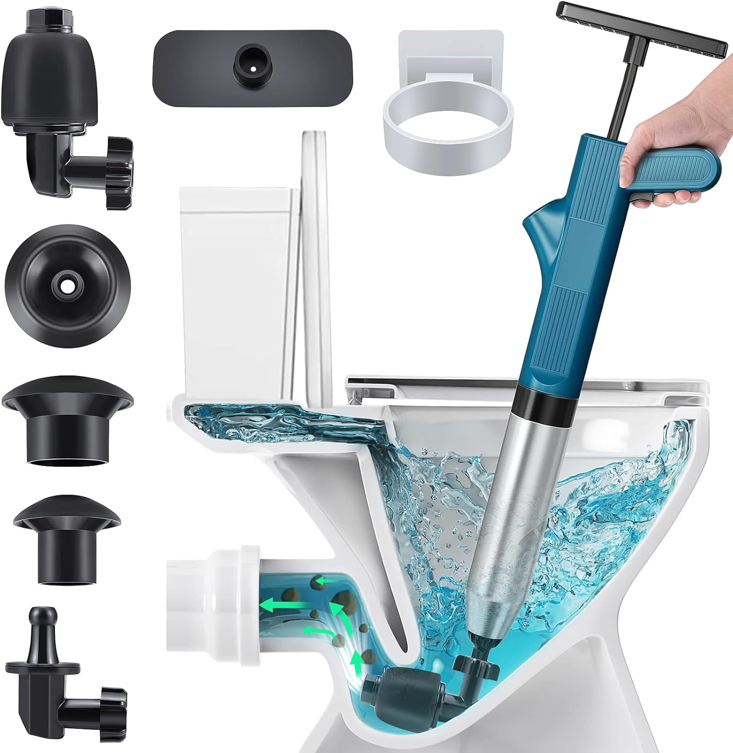 Kjislet Heavy Duty Toilet Unclogger Plunger, High Pressure Air Drain ...