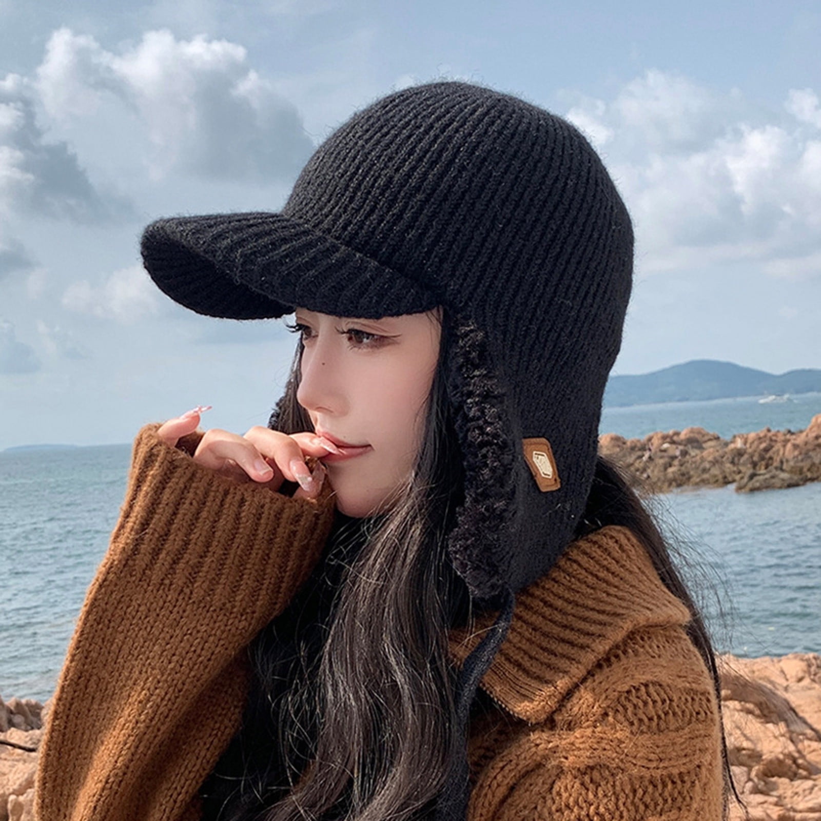 KkSLirnhs Winter Hats for Women Brim Winter Hats for Women with Ear ...