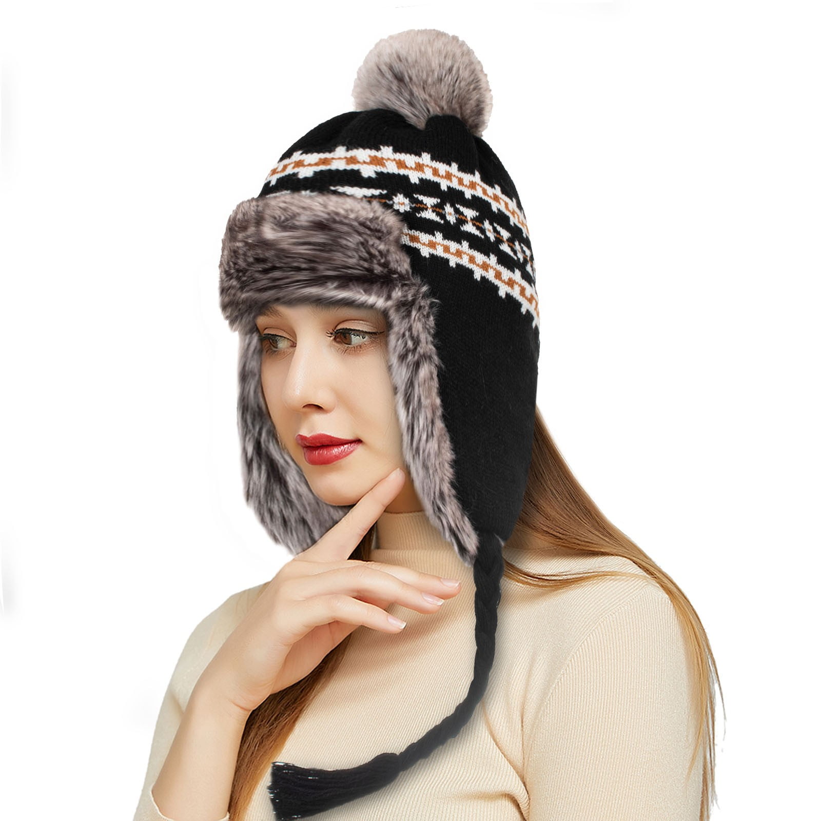KkSLirnhs Winter Hats for Women with Ear Flaps Outdoor Winter Warm Ear ...