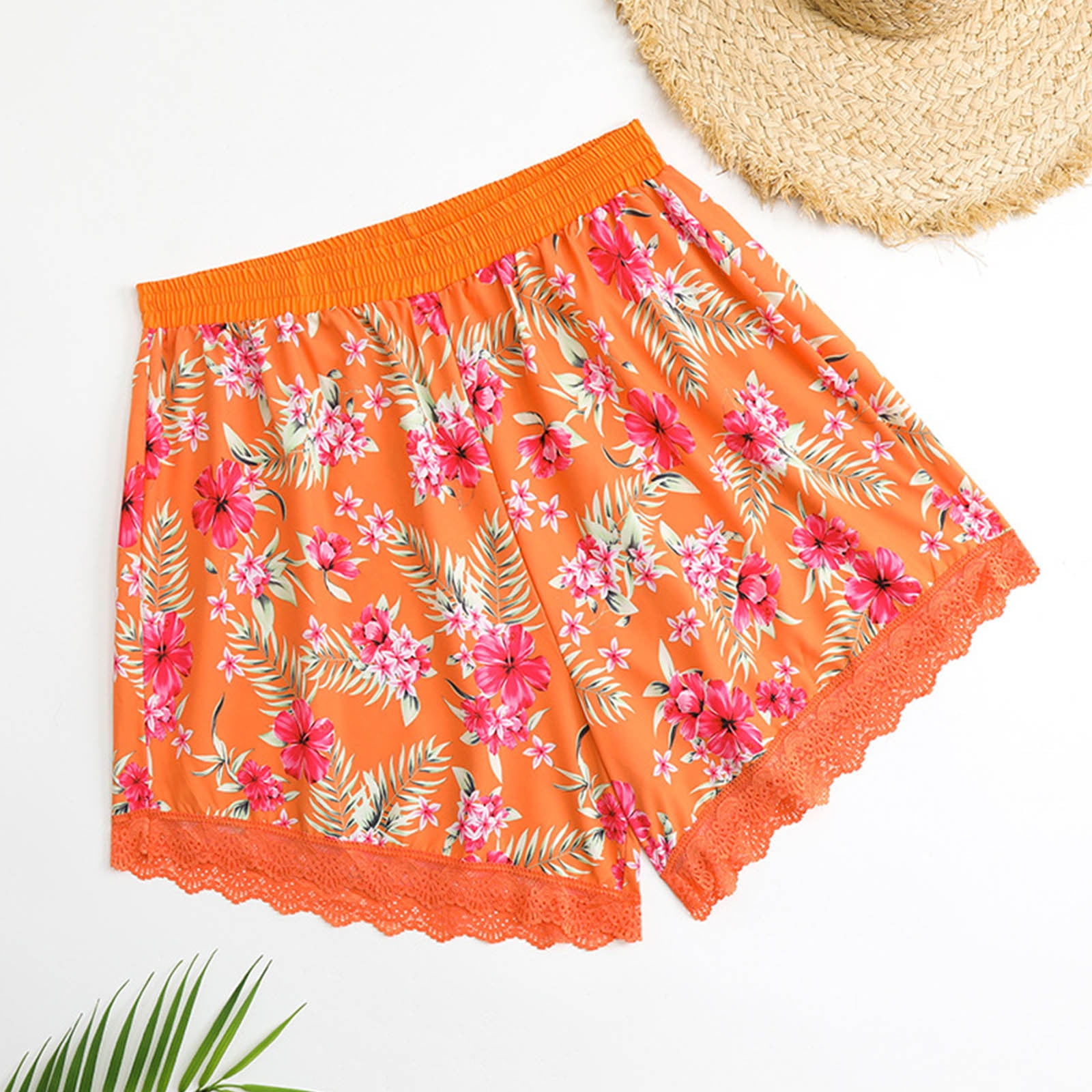 KkSLirnhs Womens Swim Trunks for Women Floral Print High Waisted Plus ...