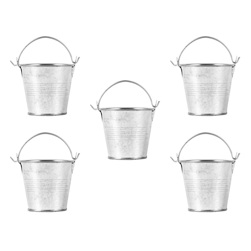 Kkewar 5 Pcs Mini Bucket Silk Flower Containers Plants Decor Metal ...