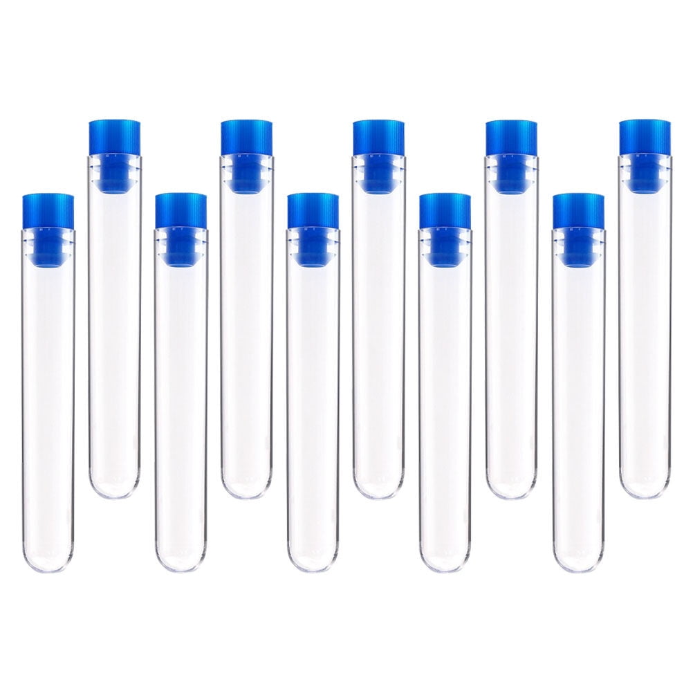Kkewar 50pcs Test Tubes Disposable Test Tubes with Blue Caps Laboratory ...