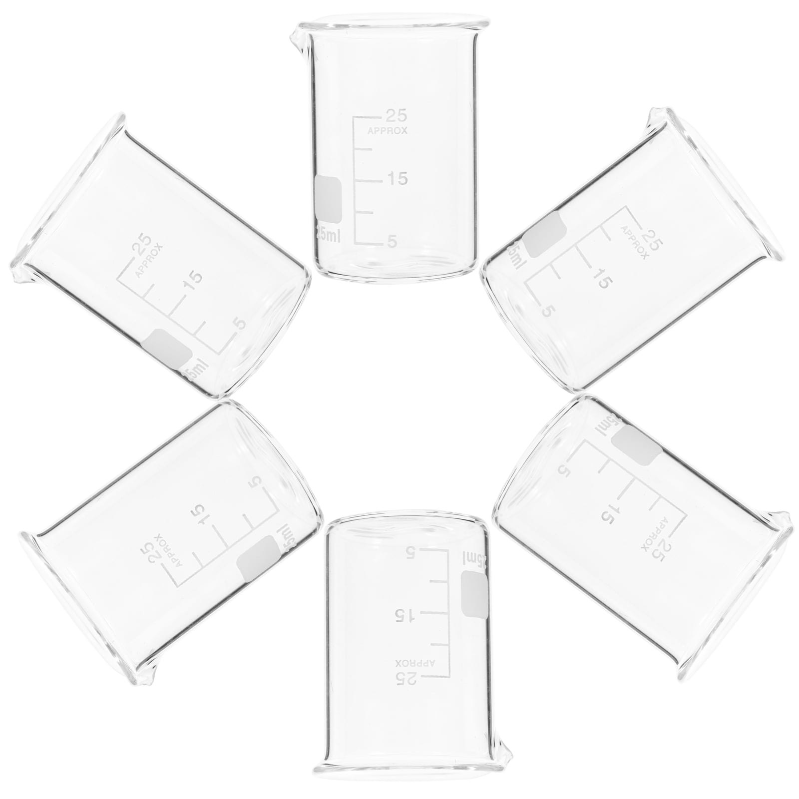 6pcs Glass Measuring Beakers for Laboratory Chemistry Glassware ...