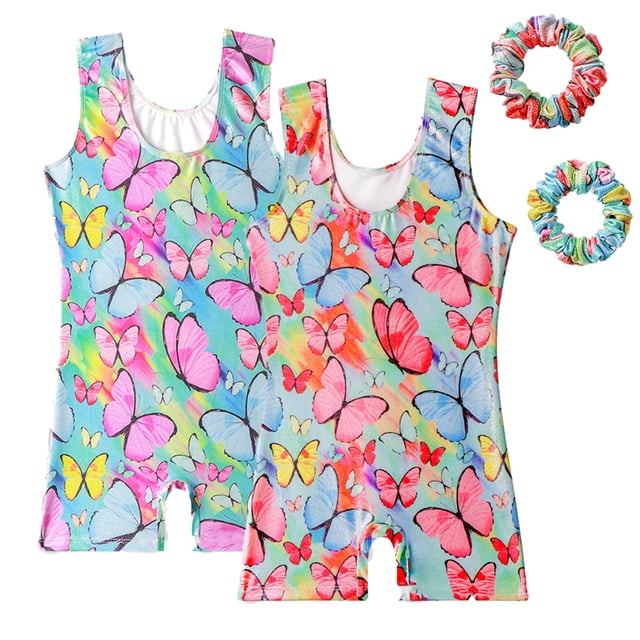 Kkkded 3-10T Girls Gymnastics Leotards Matching Hair Scrunchie Toddlers ...