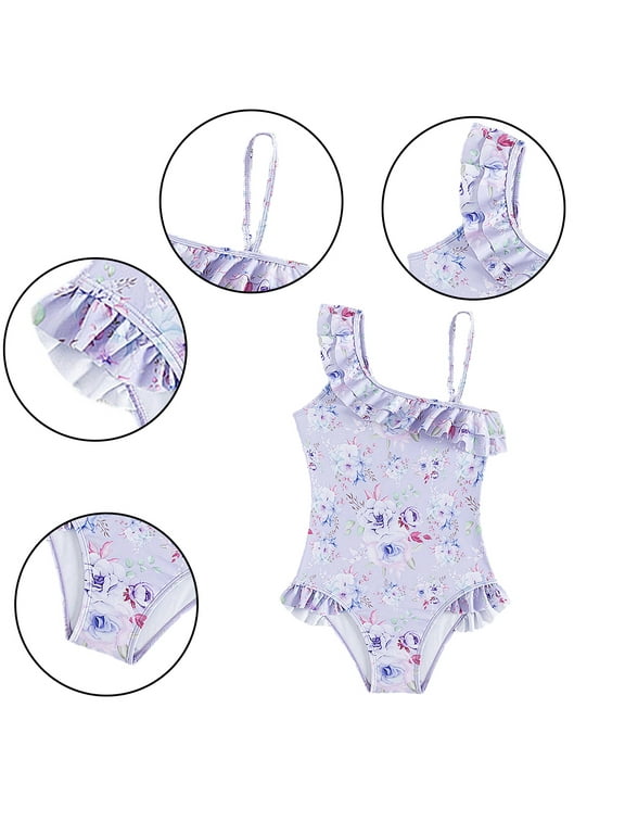 Ariel Swimsuit with Ruffle Sleeve, One Piece, Sizes 4/5 - 10/12 ...