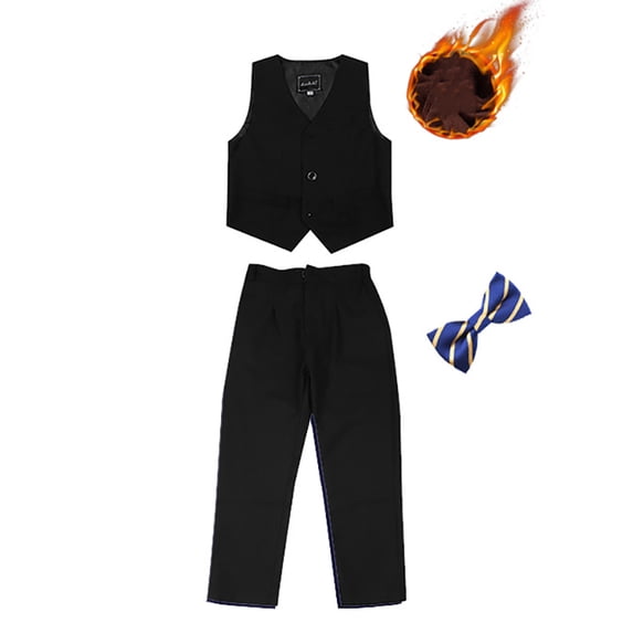 Kkkded Boys Suit Set for Kids Teen Fleece Tuxedo Suits for Wedding ...