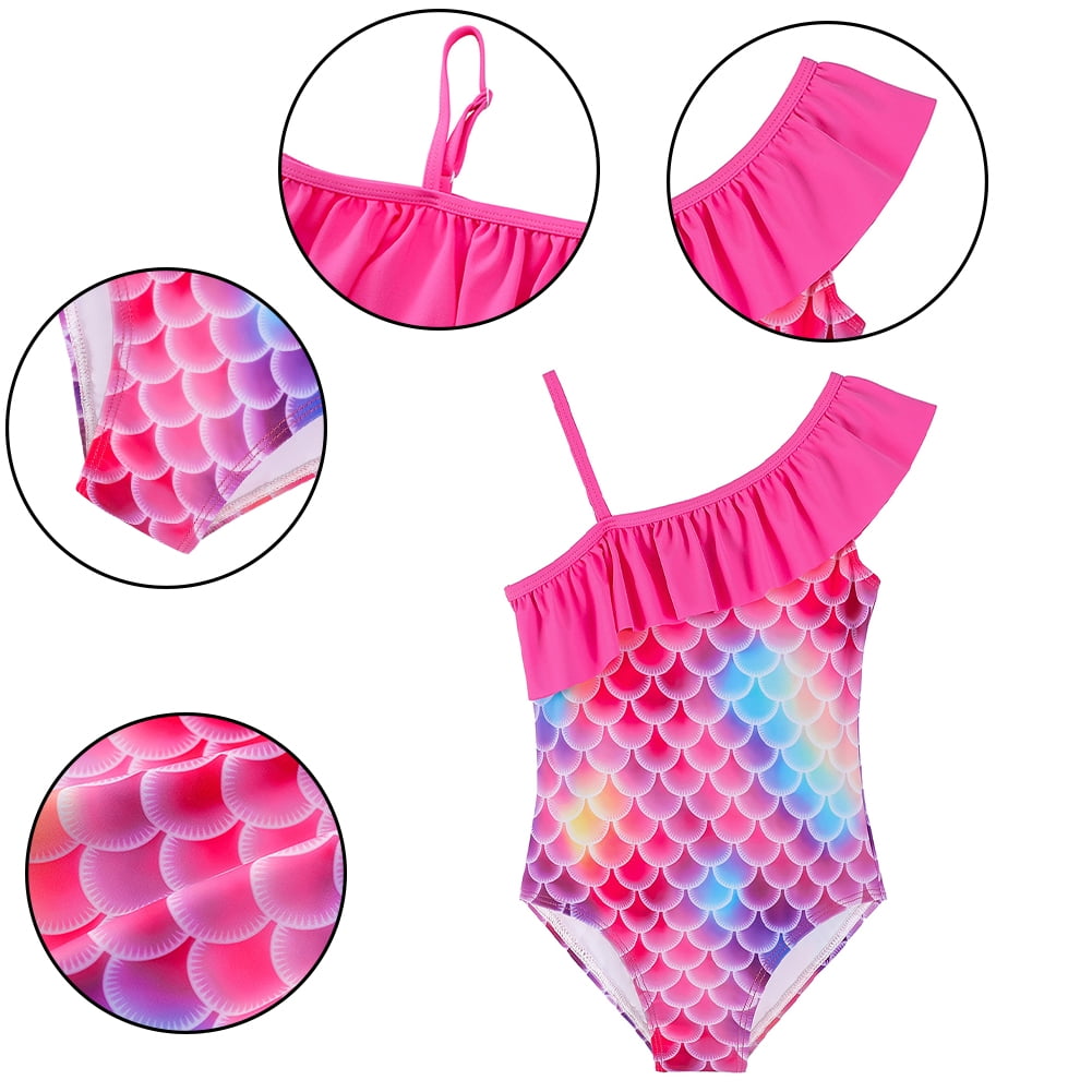 Kkkded Girls Swimsuits for Kids Toddler Ruffled One Piece Swimwear Teen ...