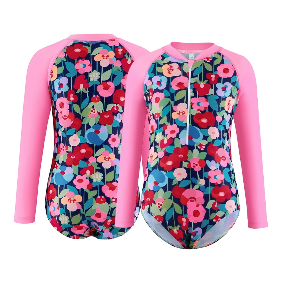 Kkkded Girls Swimsuits Long Sleeve One Piece Swimming Suit Printing ...
