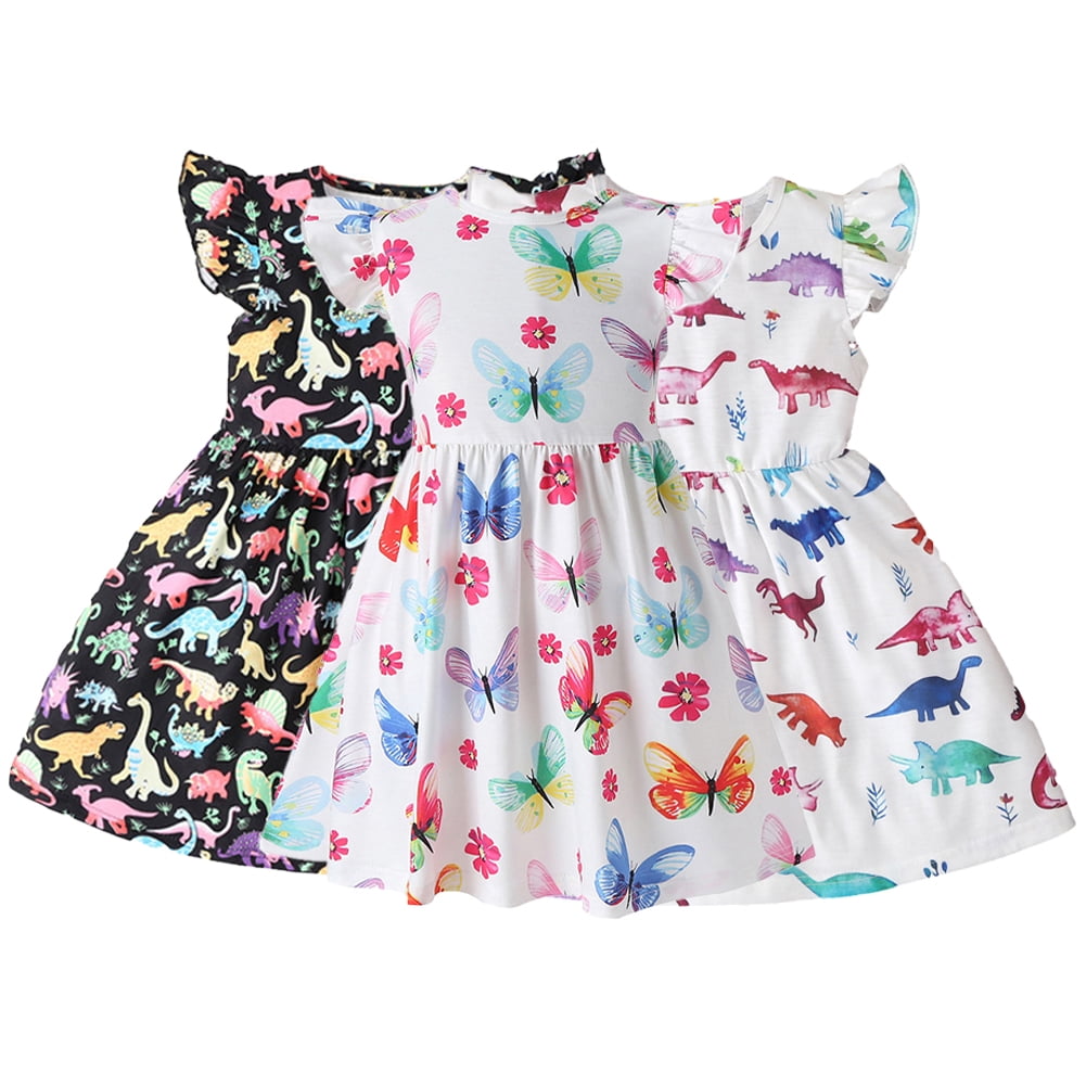 Kkkded Kids Toddler Dresses for Girls,18M-6T Little Girls Ruffled ...