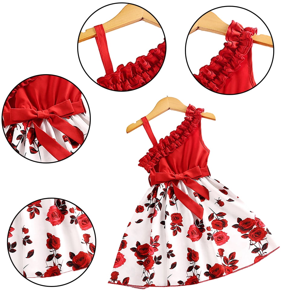 Kkkded Little Girls Printed Princess Dresses Kids Floral Sleeveless ...