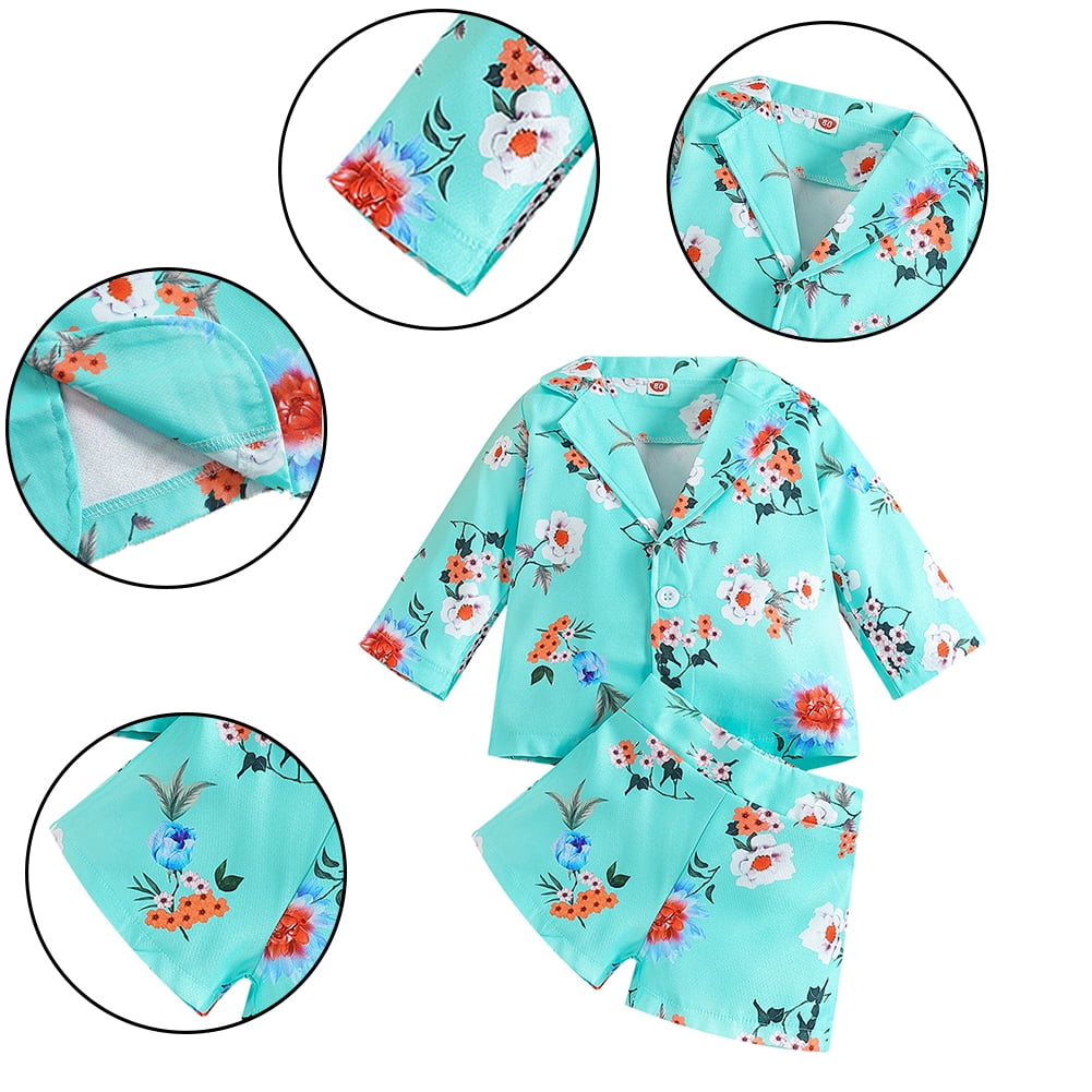 Kkkded Newborn Baby 2 Piece Outfits for Girls Button Front Long Sleeve ...