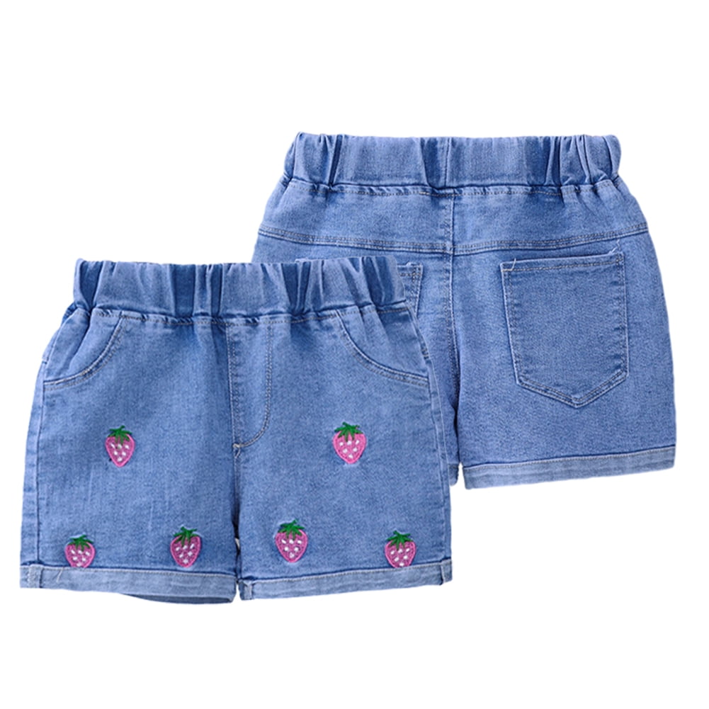Kkkded Toddler Baby Girls Elastic Waistband Shorts Stretch Jean Shorts ...