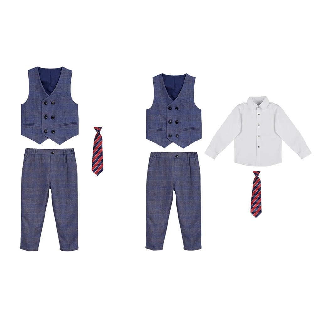 Kkkded Toddler Kids Boys Suits Formal Dress 3PCS Outfit Youth Slim Fit ...