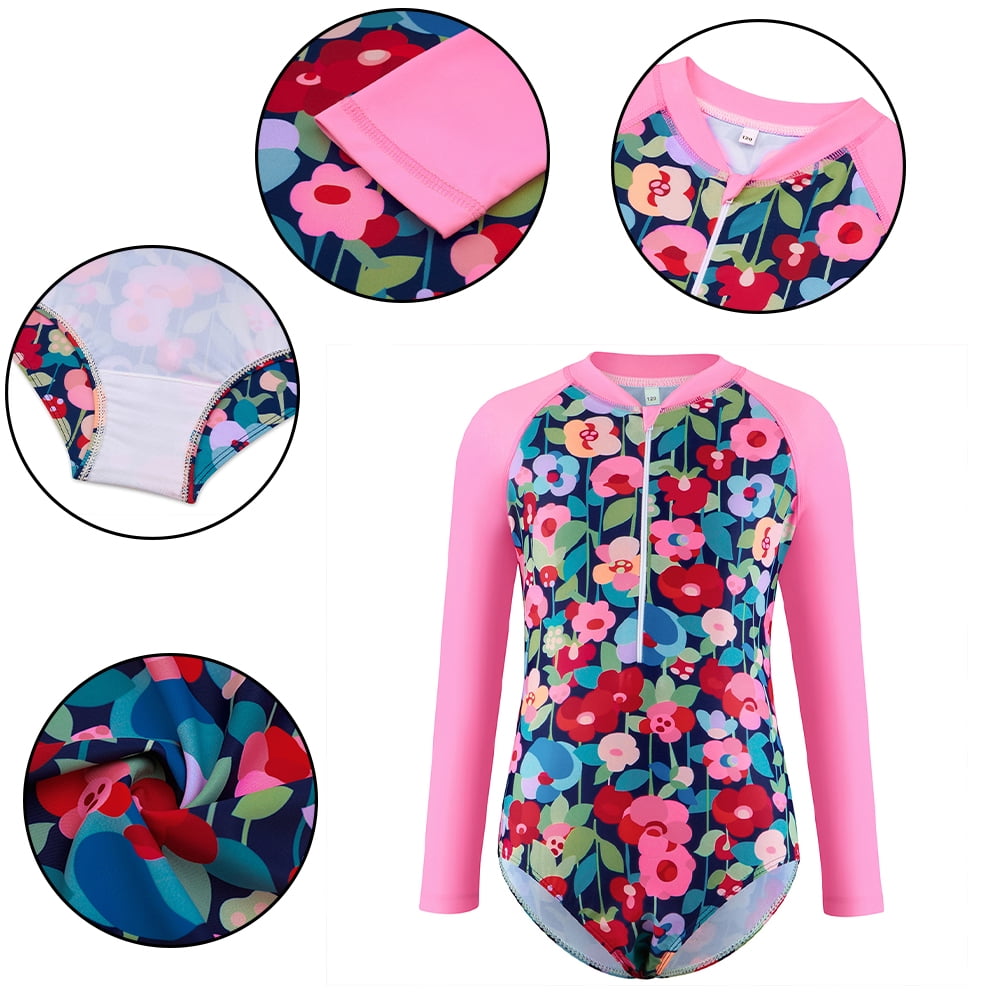 Kkkded Toddler Kids Girls Long Sleeve Swimsuits One Piece Printed ...