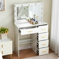 Kkonetoy Vanity Table with LED Lighted Mirror Makeup Vanity 5 Drawer ...