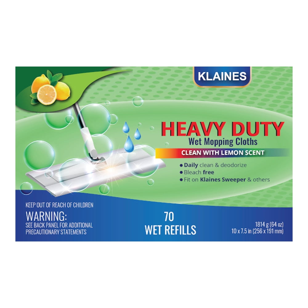 Klaines Heavy Duty Wet Mopping Cloths Lemon Scent Biodegradable 70 ...