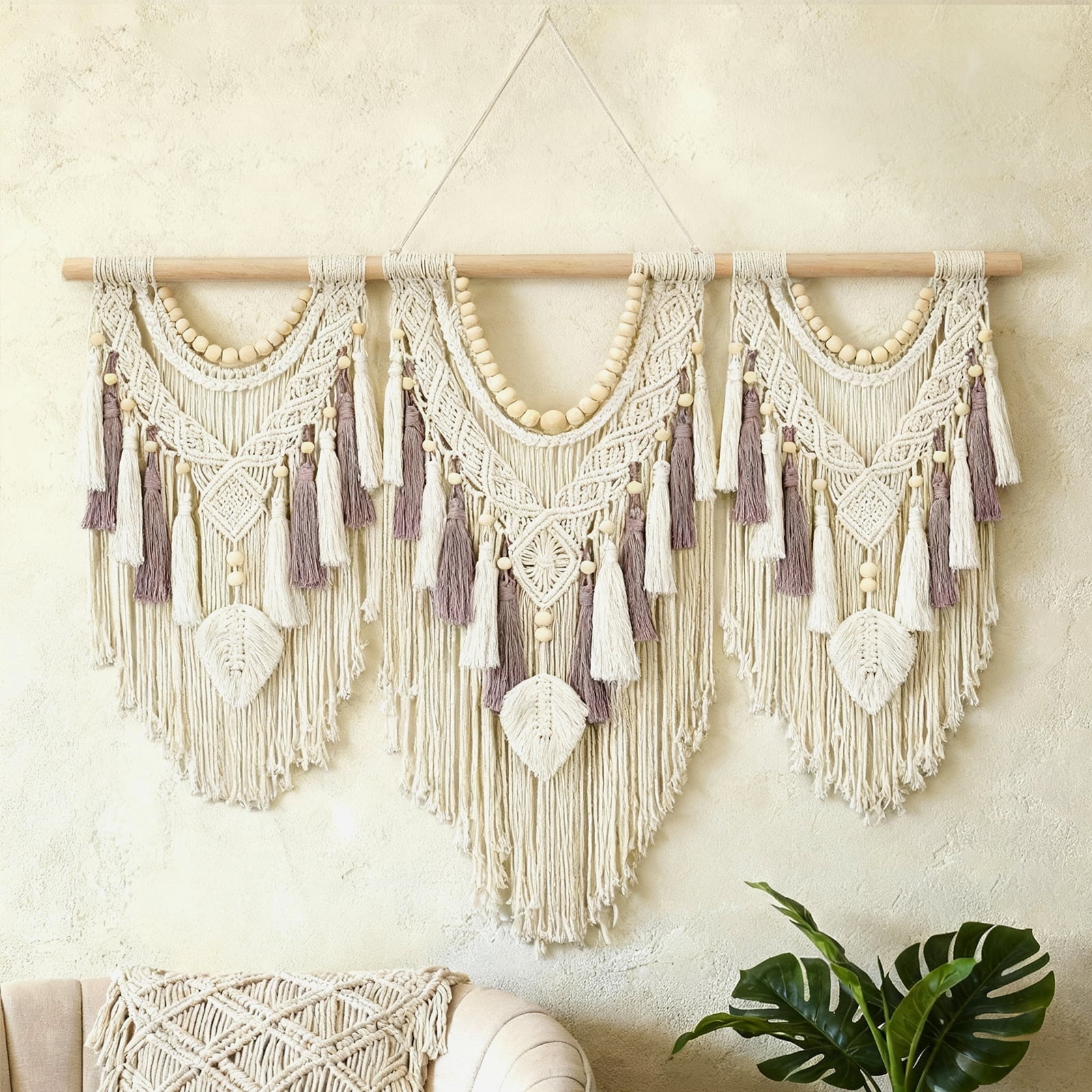 Klamerit Macrame Wall Hanging Decor, 43x32" Large Macrame Wall Hanging ...