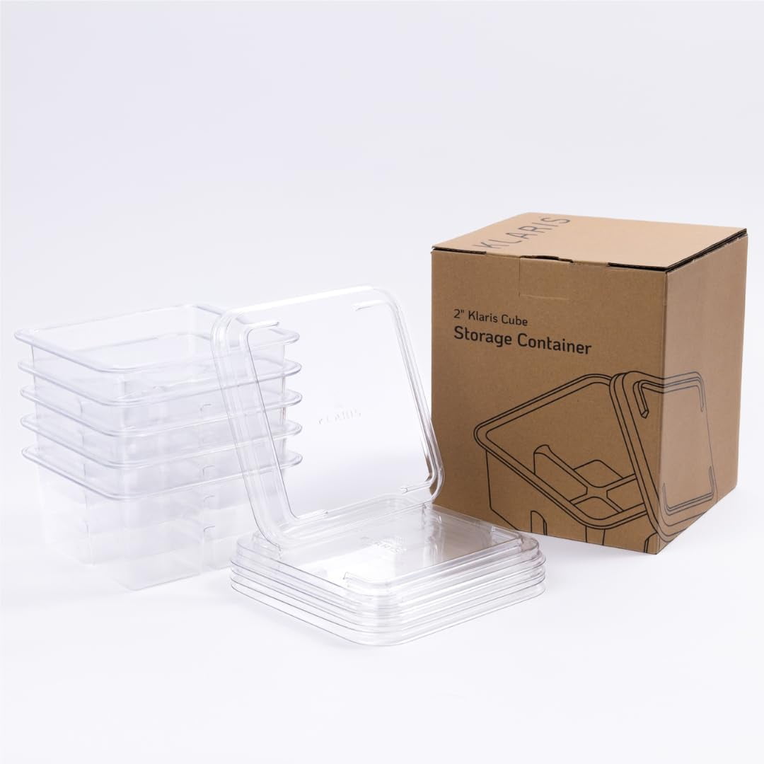 Klaris 2" Cube Storage Containers (5 pk) - Craft Ice Storage with Lids | Stackable, Compact and ...