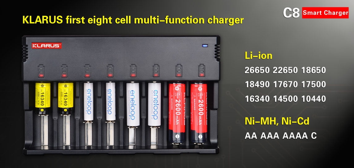 Klarus C8 Eight Bay Li-ion/NiCd/NiMH Battery Charger - Walmart.com
