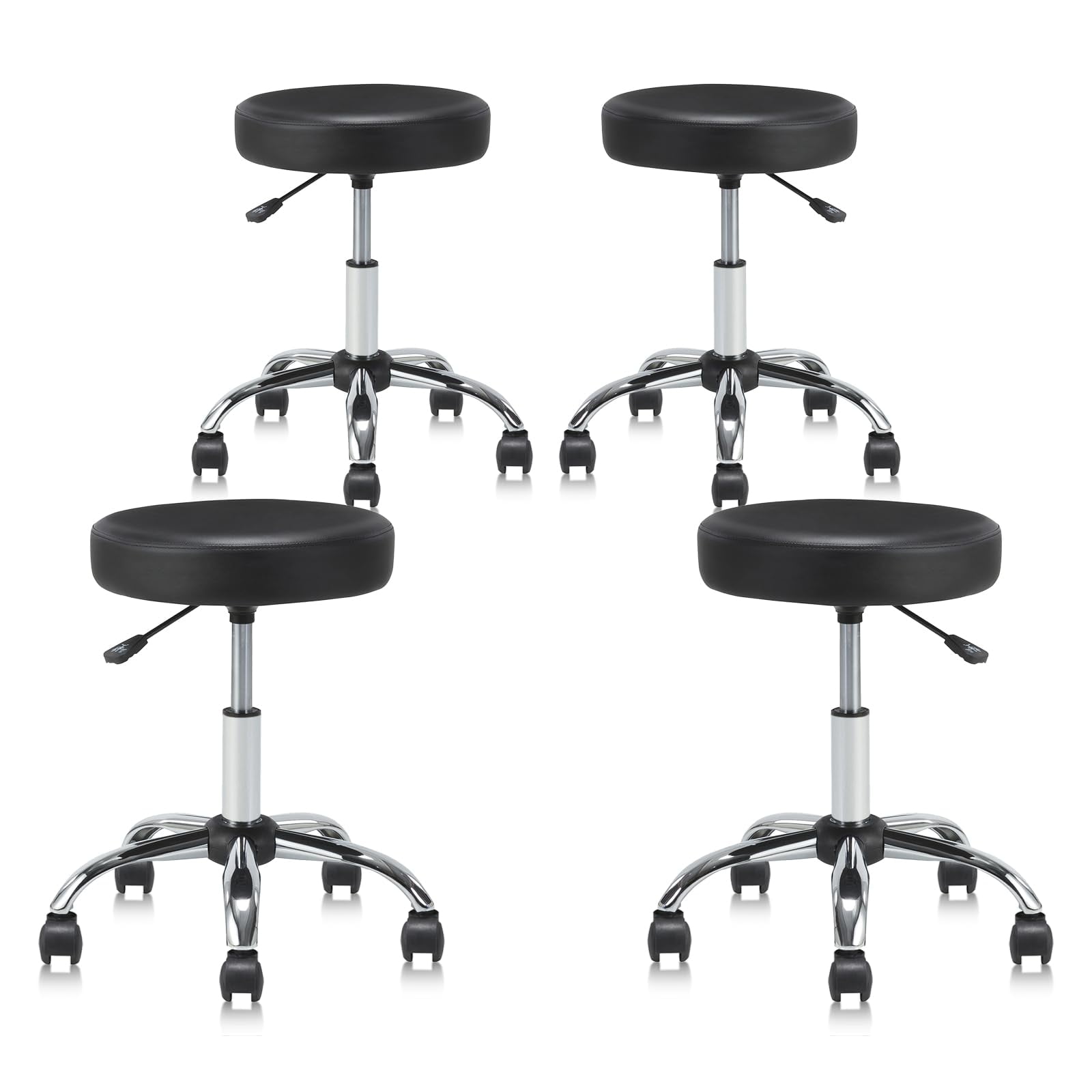 Klasika Swivel Rolling Backless Salon Stools, Black (Set of 4 ...