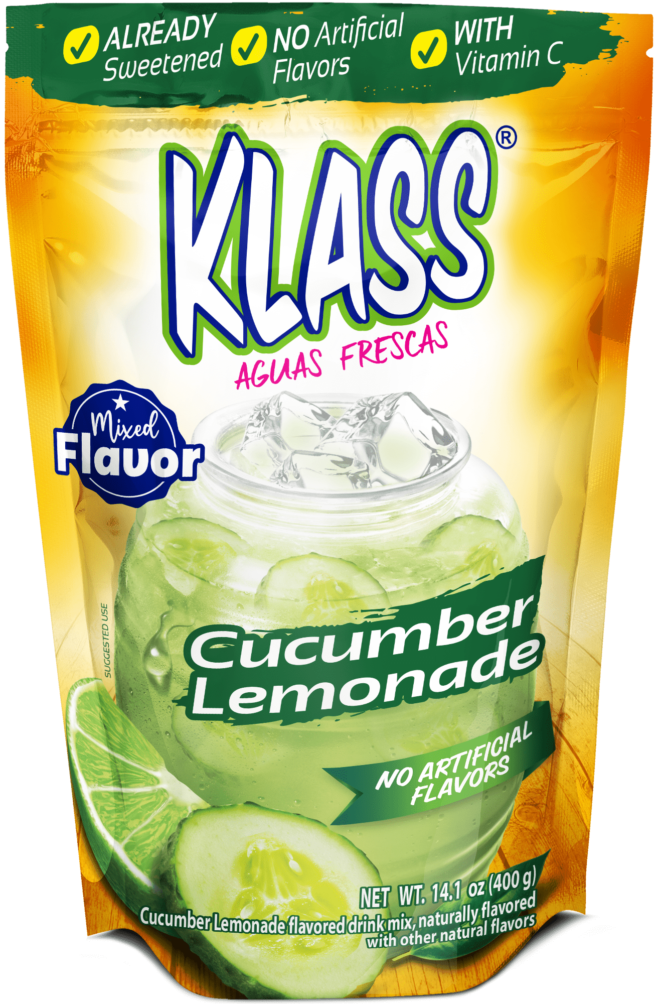 Klass Aguas Frescas Cucumber Limeade, with Vitamin C, Multiserve ...