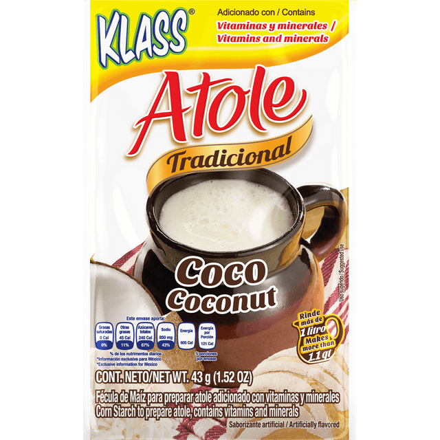 Klass Atole Drink Mix Sabor Coco Flovored Coconut, 1.52 oz - Walmart.com