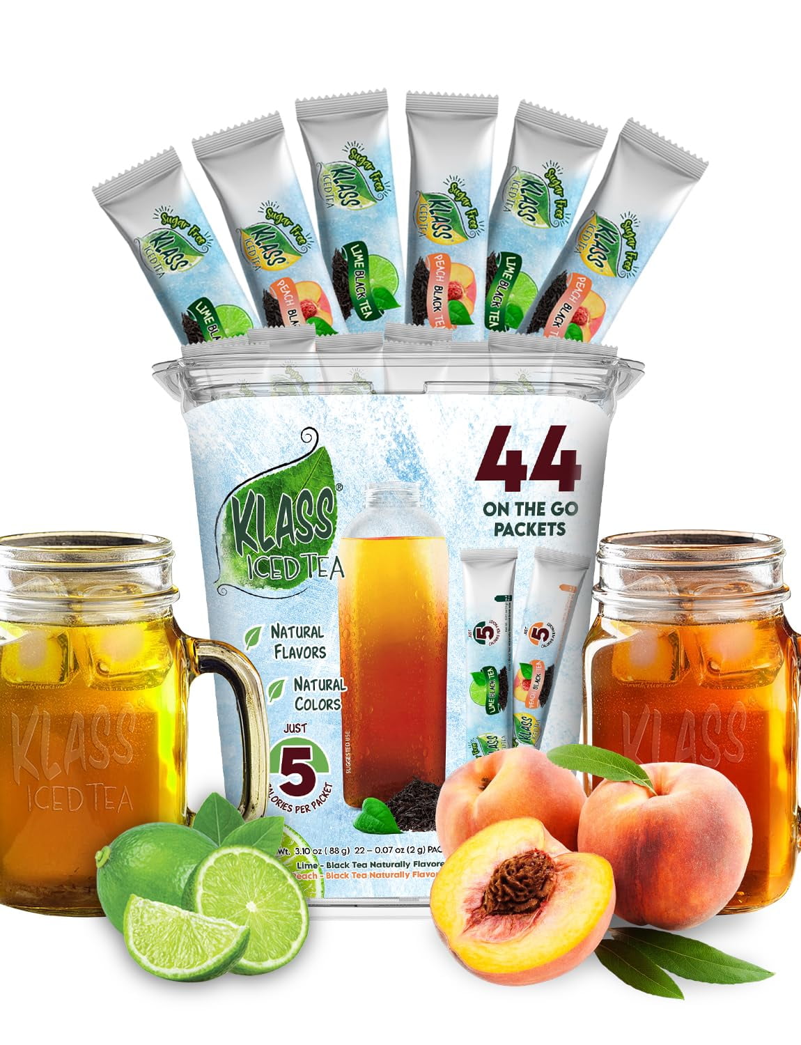 Klass Iced Tea Drink Mix - Sugar Free Variety Pack - Peach & Lime Black ...