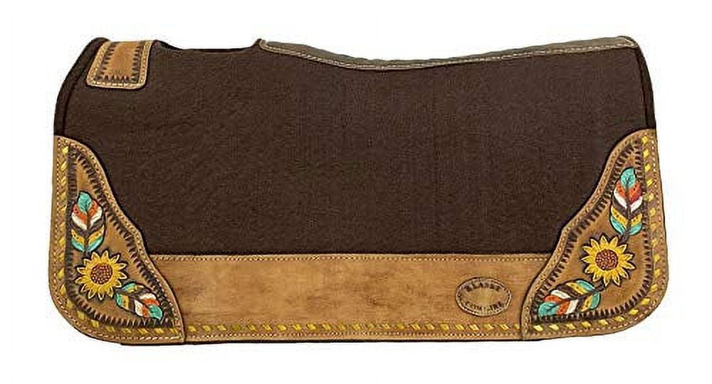 Klassy Cowgirl 28" x 30" Barrel Style Felt Saddle Pad w/ Painted Feather & Sunflower - Walmart.com