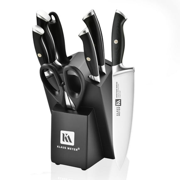 Klaus Meyer 8-Piece German High Carbon Steel Kitchen Knife Set with ...