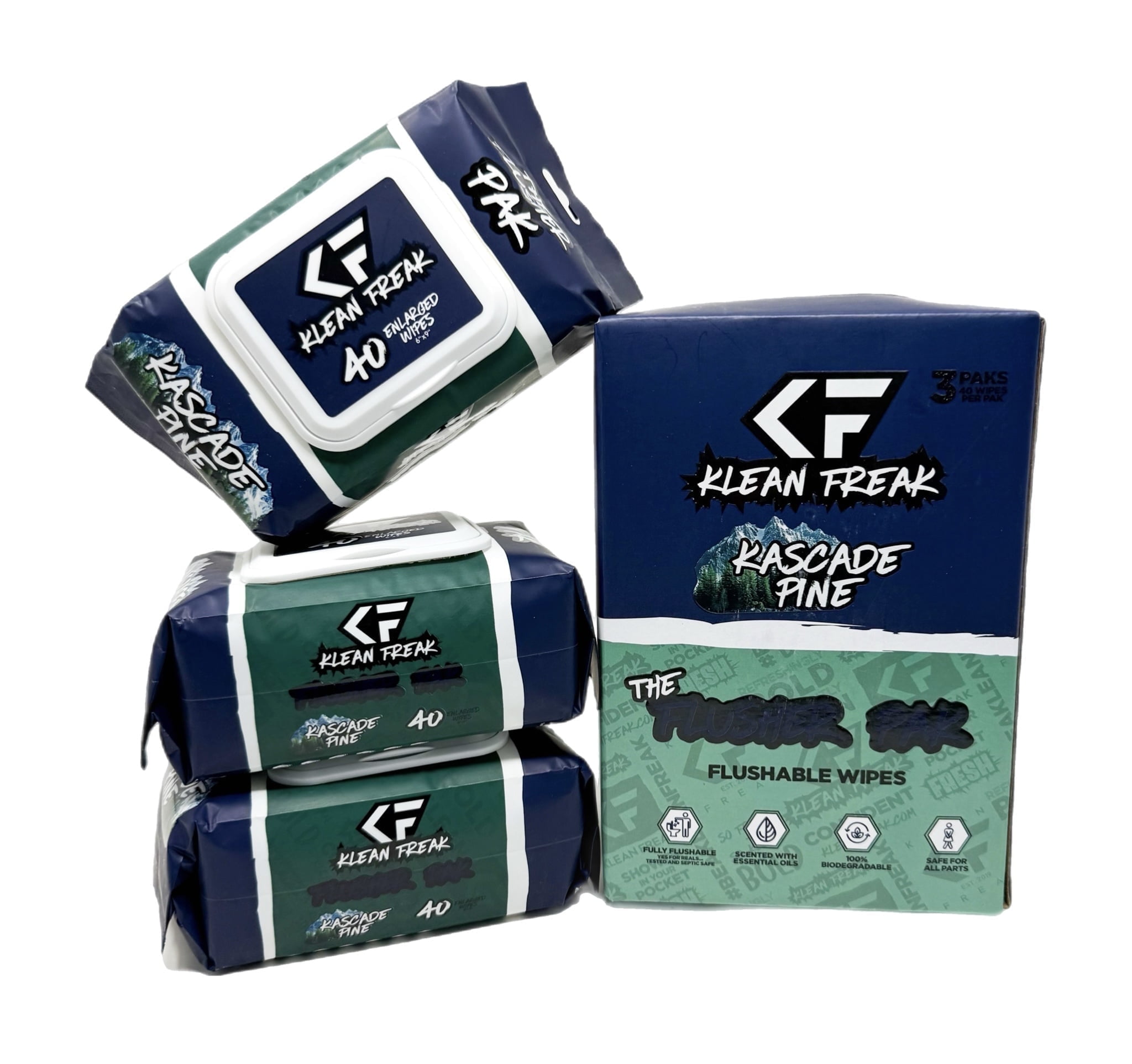 Klean Freak Flushable Wipes, Kascade Pine, 3 Packs of 40 Wipes ...