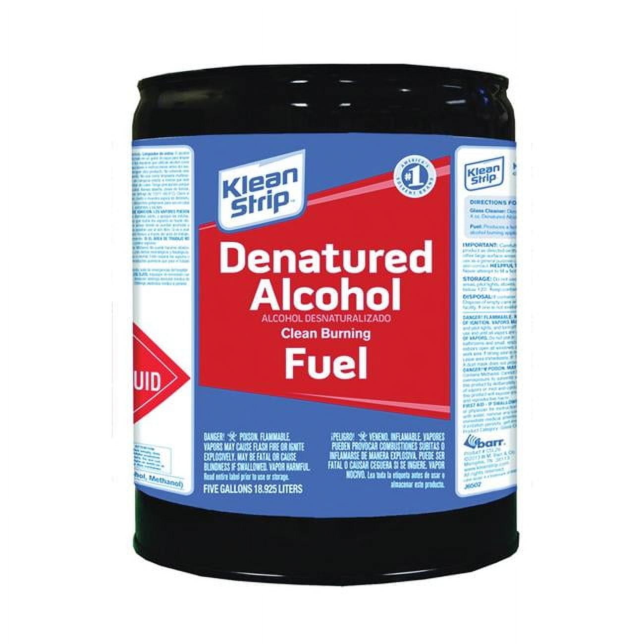 Klean-Strip CSL26 Denatured Alcohol, 5 gal, Water White, Liquid ...