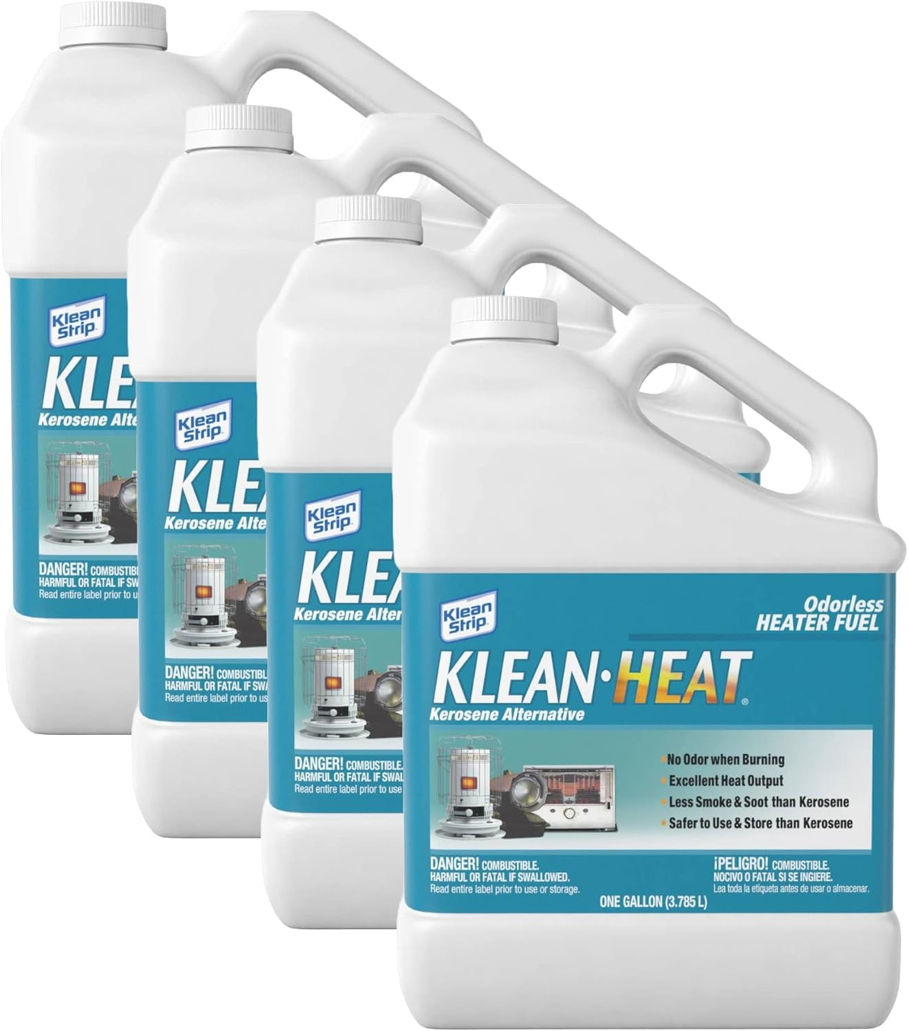 KleanHeat Lamp Fuel for Kerosene Heaters and Oil Lamps, Four 120 oz ...