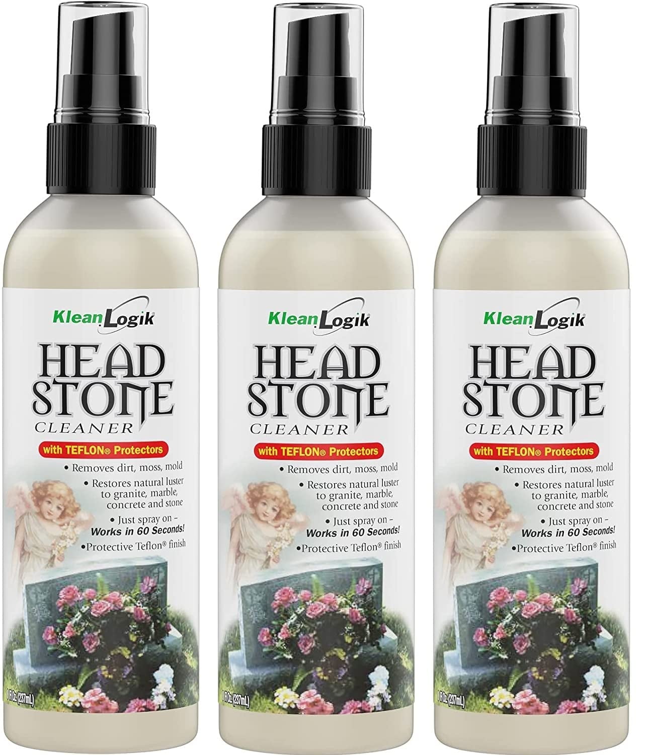 KleanLogik Headstone Cleaner for Graves & Tombstones Set of Three 8 fl ...