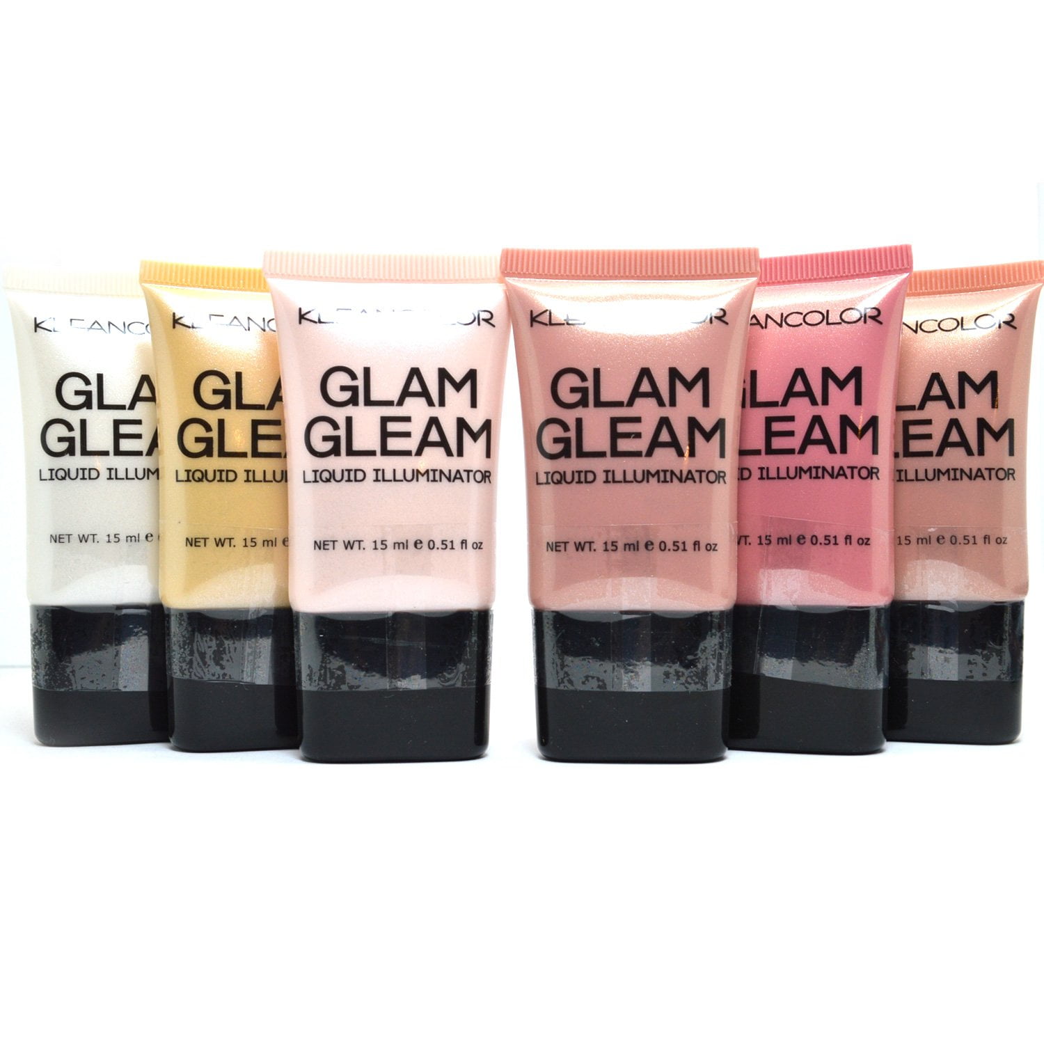 Kleancolor 6 Full Set of Glam Gleam Gel Liquid Illuminator highlighter ...