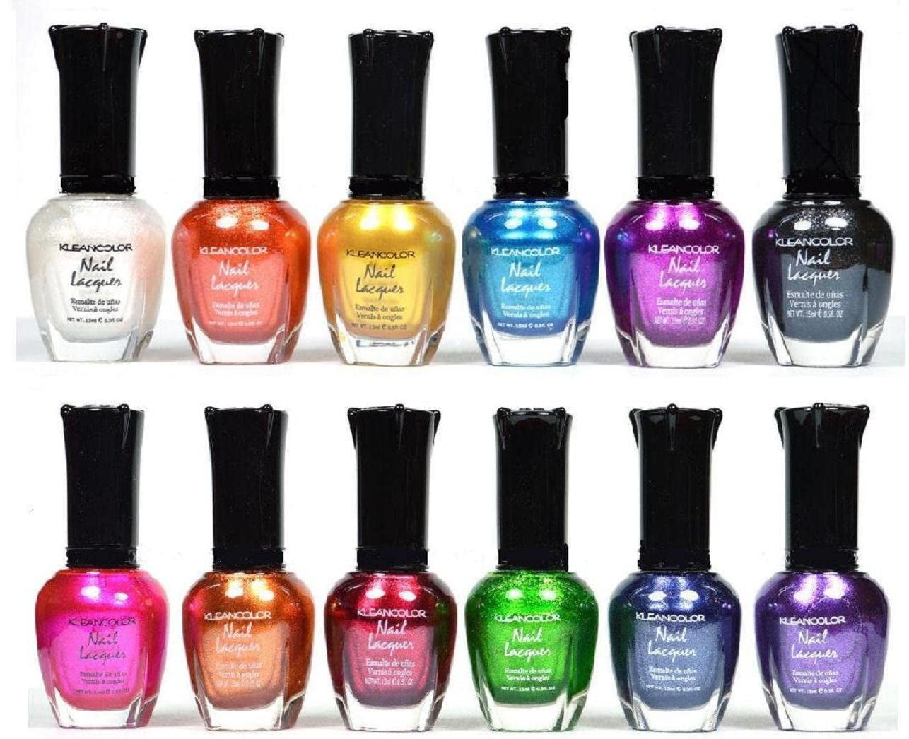 Kleancolor Metallic Full Size Nail Polish - 12-pc Set for Colored ...