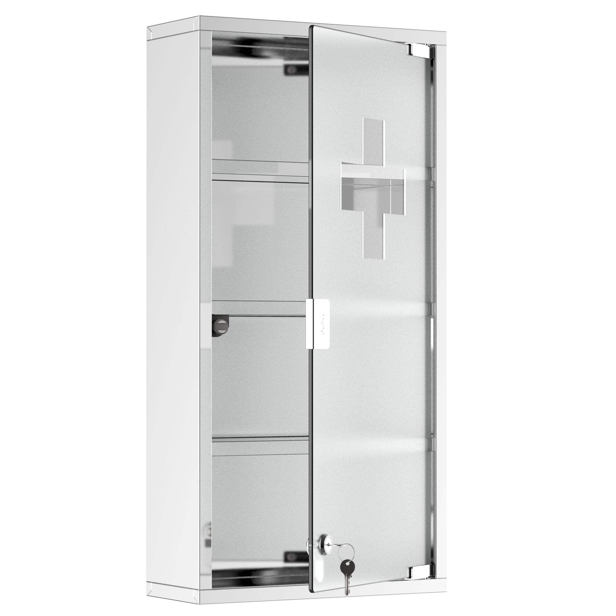 Kleankin Wall Mounted Medicine Cabinet, Locking Wall Cabinet With 4 ...