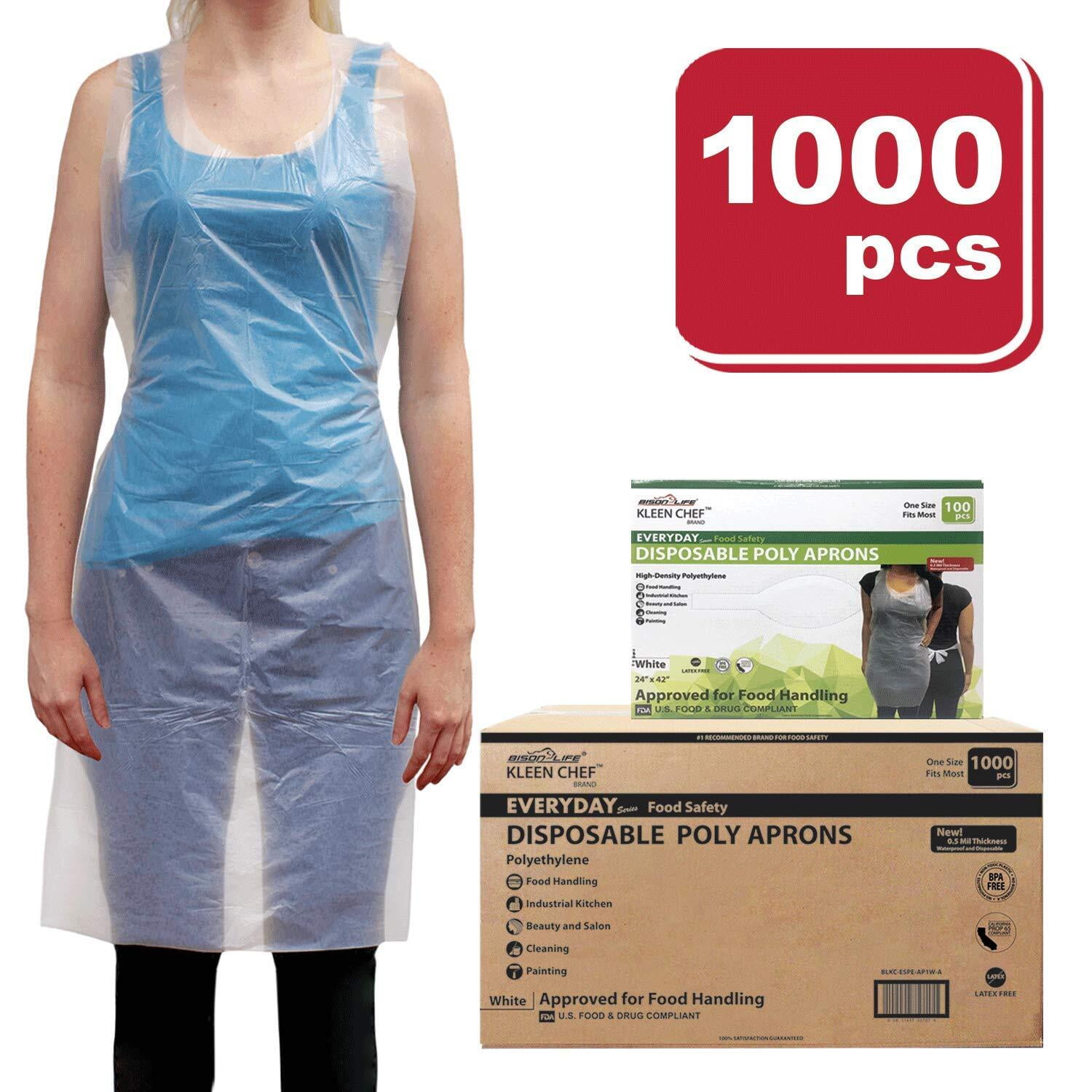 Kleen Chef Disposable Food Handling Light Poly Aprons, OSFM (Pack of ...